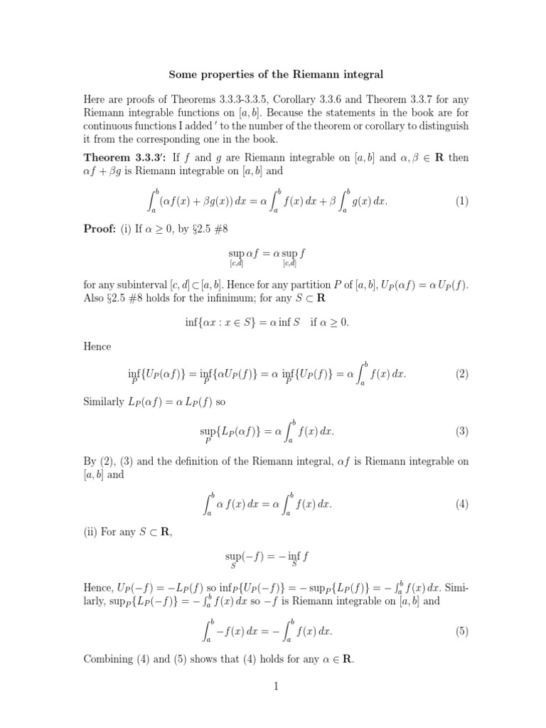 Riemann Integral PDF | PDF | Integral | Theorem