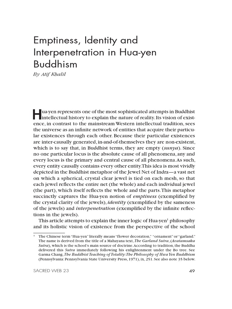 Hua Yen Buddhism Emptiness Identity Interdependence | PDF | Śūnyatā ...
