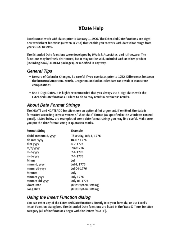 Extended Date Functions Help | PDF | Microsoft Excel | Computer Programming