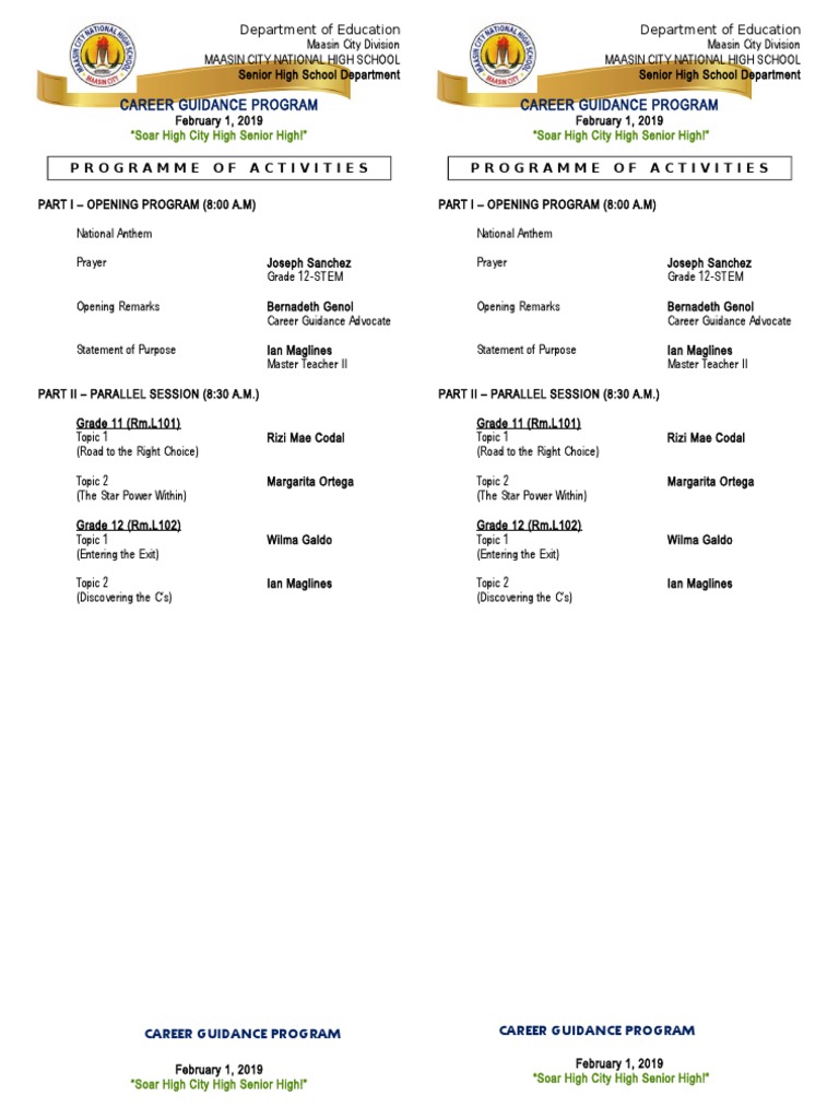 Career Guidance Program Agenda | PDF