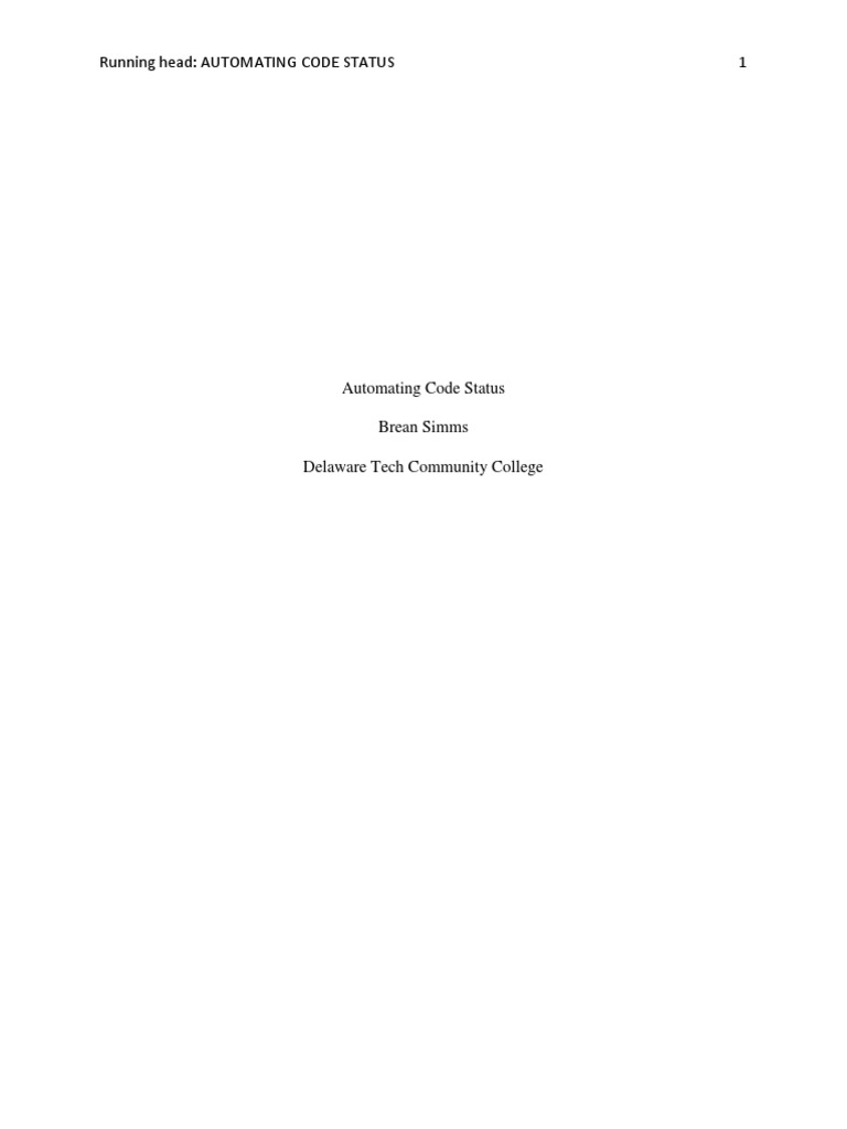 Running Head: Automating Code Status 1 | PDF | Cardiopulmonary ...