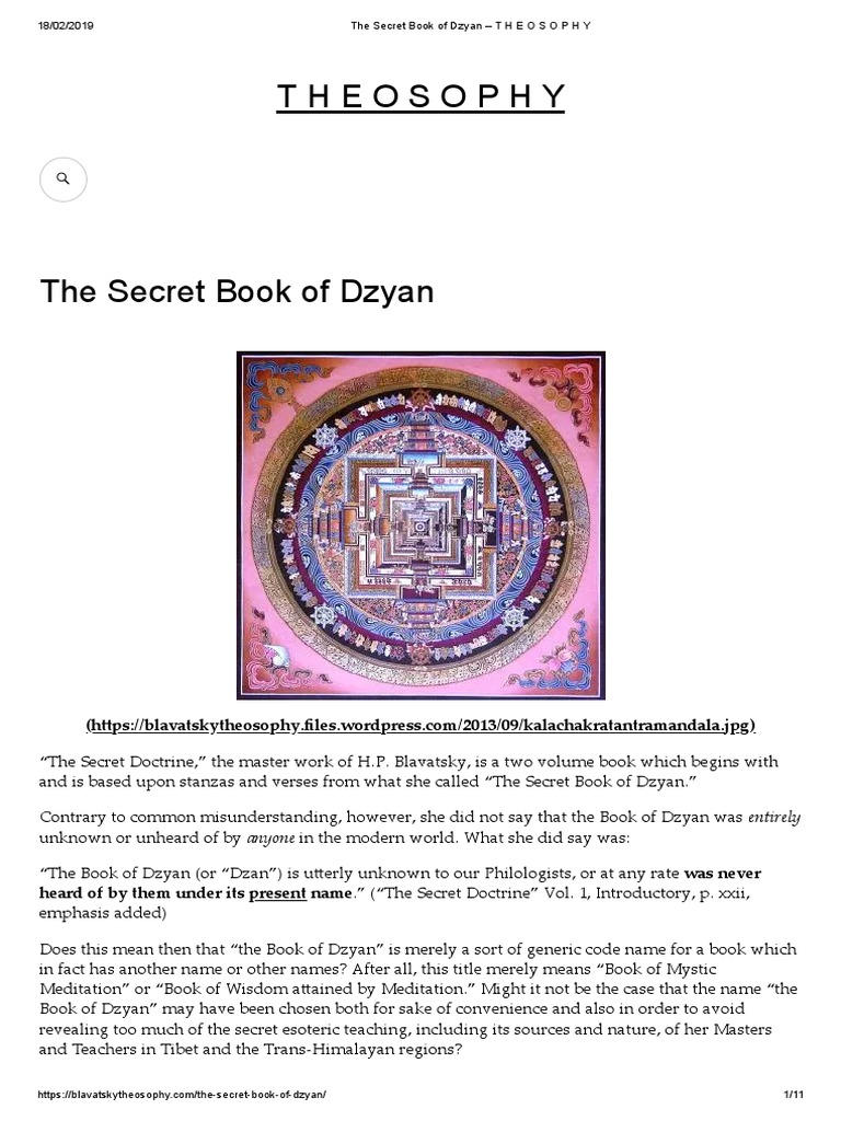 The Secret Book of Dzyan - Theosophy | PDF | Helena Blavatsky | Vajrayana