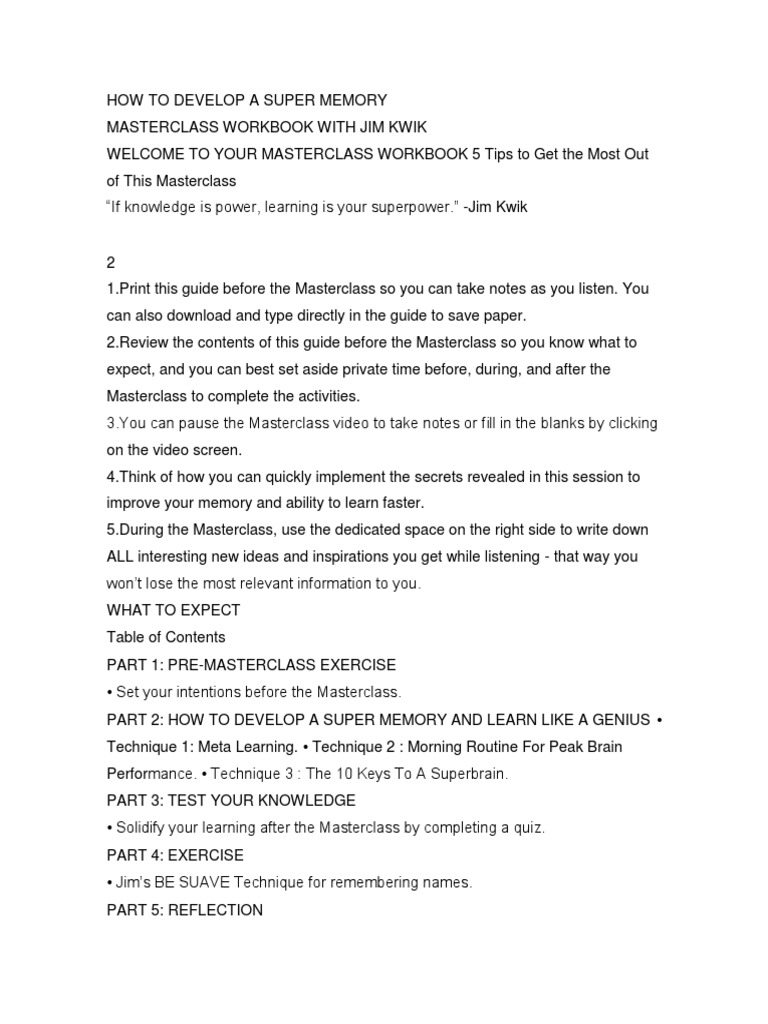 How To Develop A Super Memory | PDF | Memory | Learning