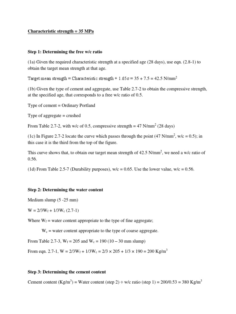 Concrete Mix Design (35 MPa) | PDF | Construction Aggregate | Concrete