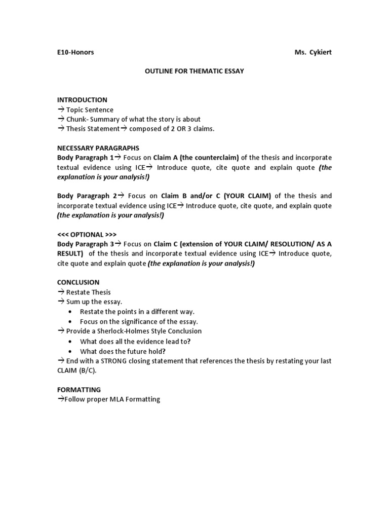 Literary Analysis Research Paper Outline | PDF | Essays | Thesis