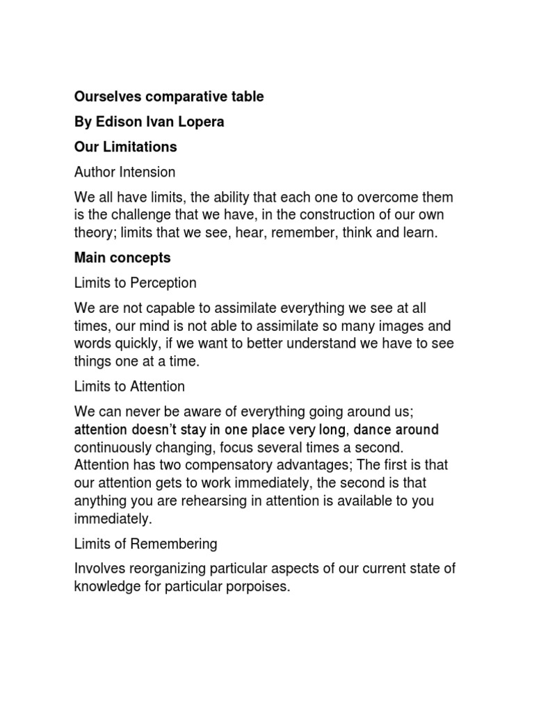 The Limits and Differences of Human Perception, Cognition, and Behavior ...