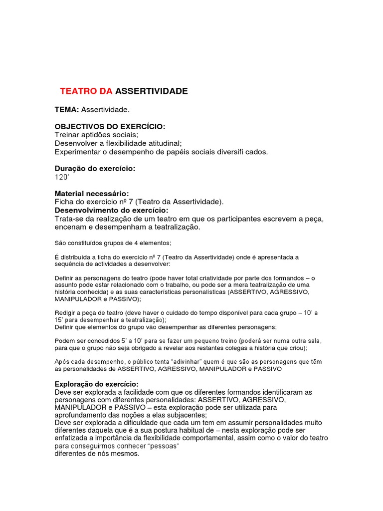 Exercicio Teatro Da Assertividade | PDF