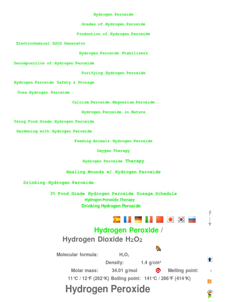 Hydrogen Peroxide: / Hydrogen Dioxide H O | PDF | Cellular Respiration ...