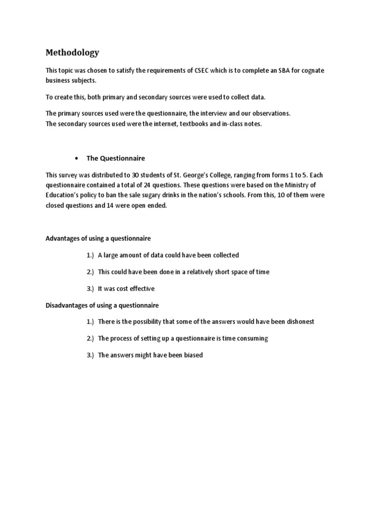Methodology: The Questionnaire | PDF