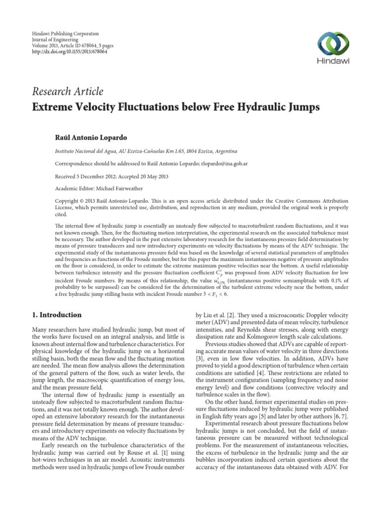 Hydraulic Jump Pressure Spikes | PDF | Turbulence | Amplitude