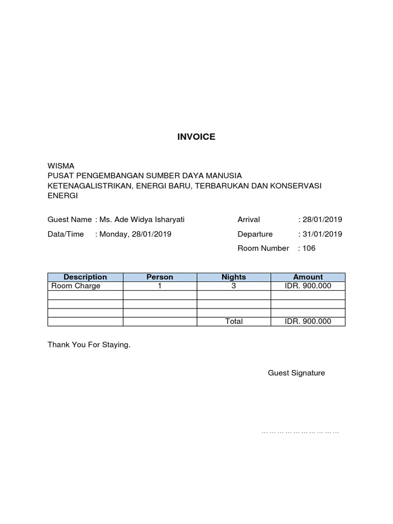 Invoice Hotel | PDF