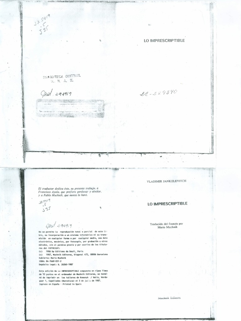 Jankélévitch, Vladimir - Lo Imprescriptible PDF | PDF