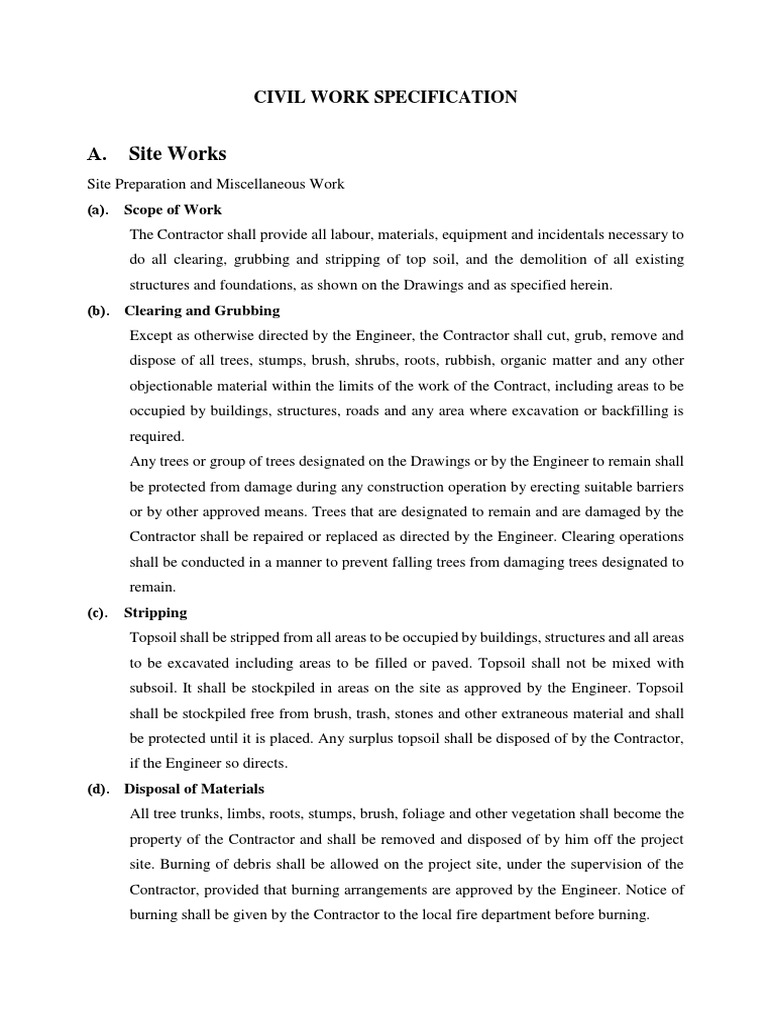 Civil Work Specification | PDF | Deep Foundation | Road Surface