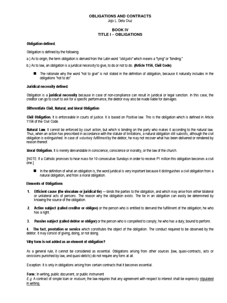 Obligations and Contracts | PDF | Law Of Obligations | Jurisprudence