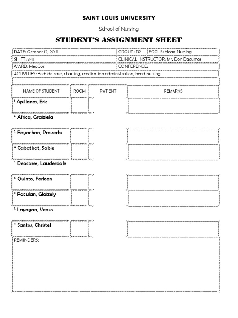 Student'S Assignment Sheet | PDF