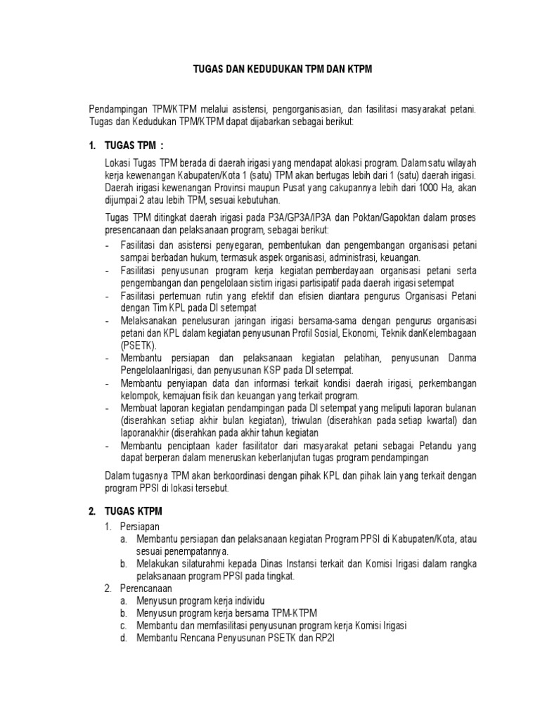 Tugas Dan Kedudukan TPM Dan KTPM | PDF