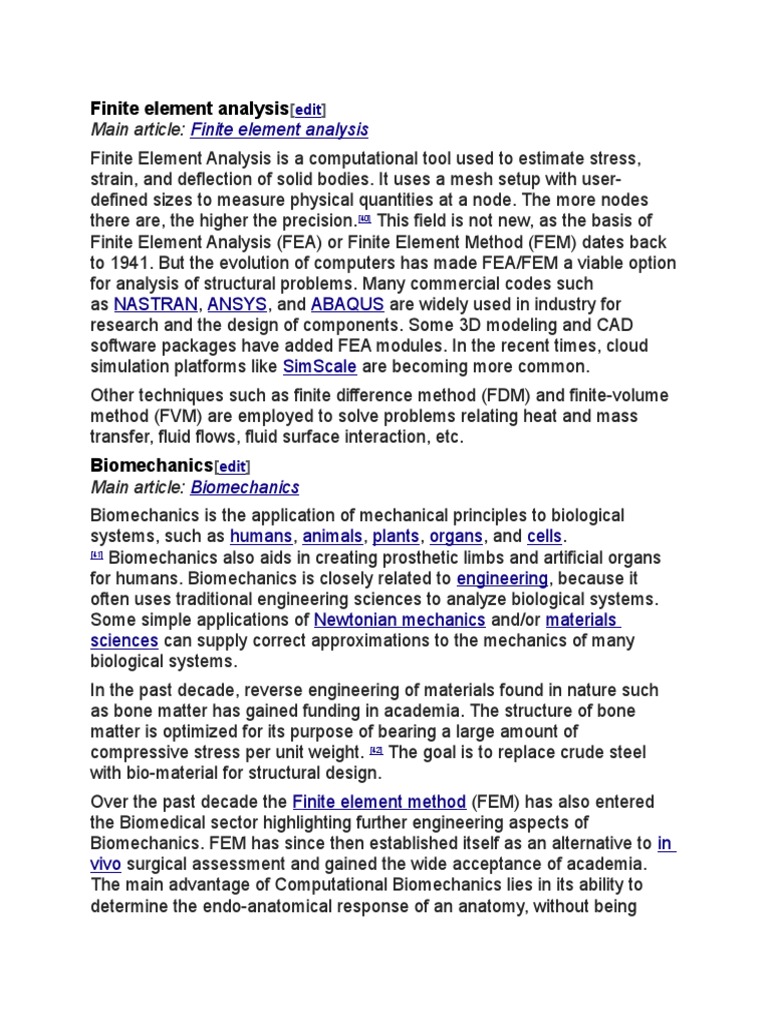 Finite Element Analysis ( | PDF | Biomechanics | Finite Element Method