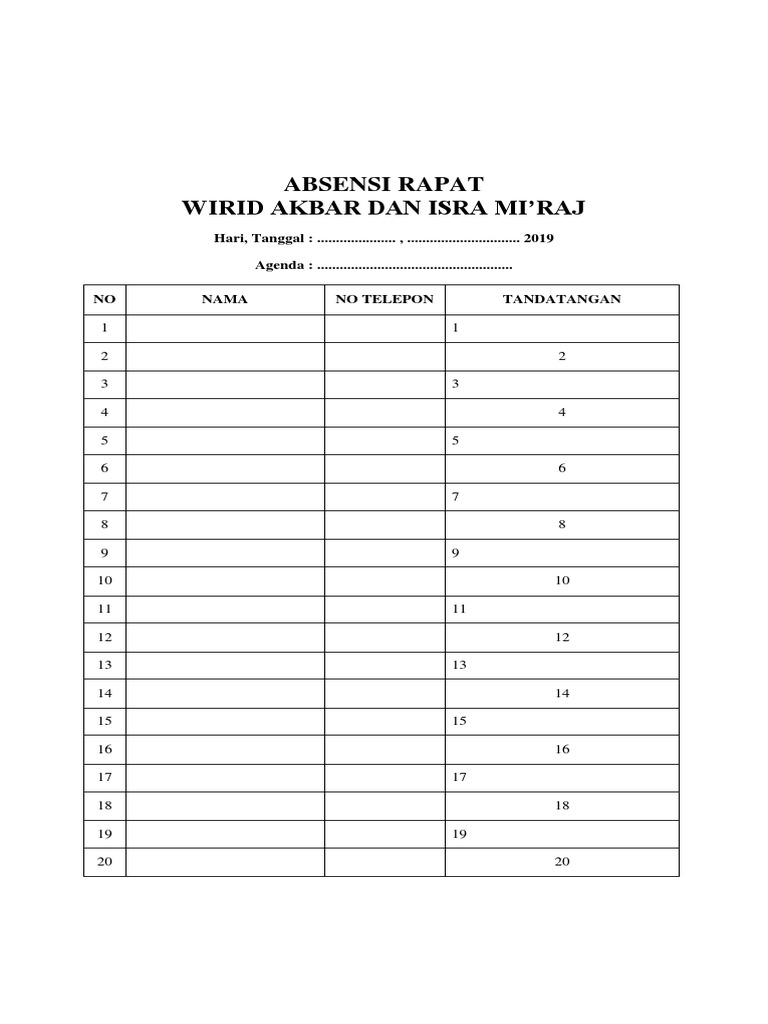 Absensi Rapat | PDF