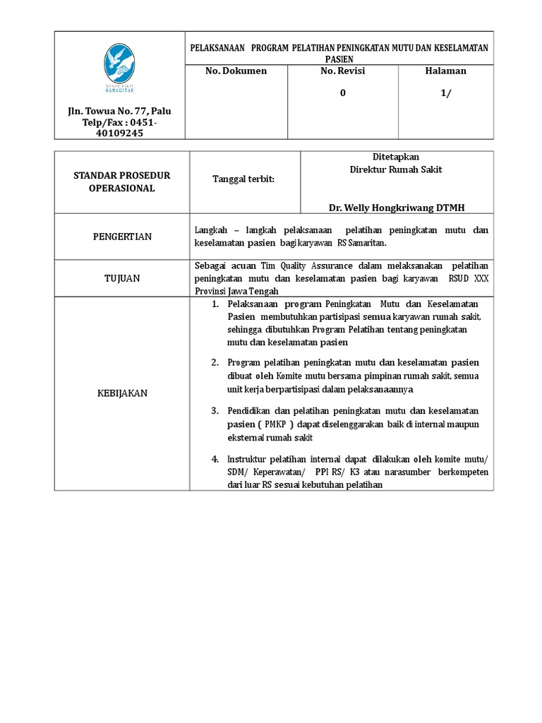 SOP Pelatihan PMKP | PDF