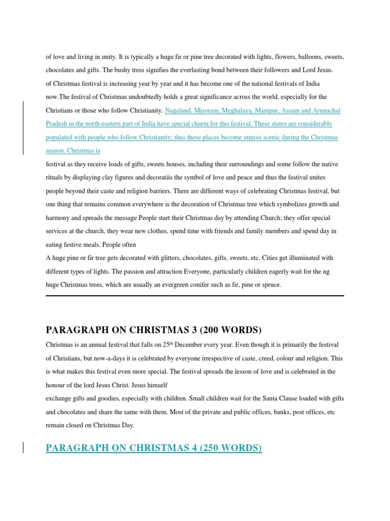 Paragraph On Christmas 4 (250 Words) | PDF | Festival | Christmas