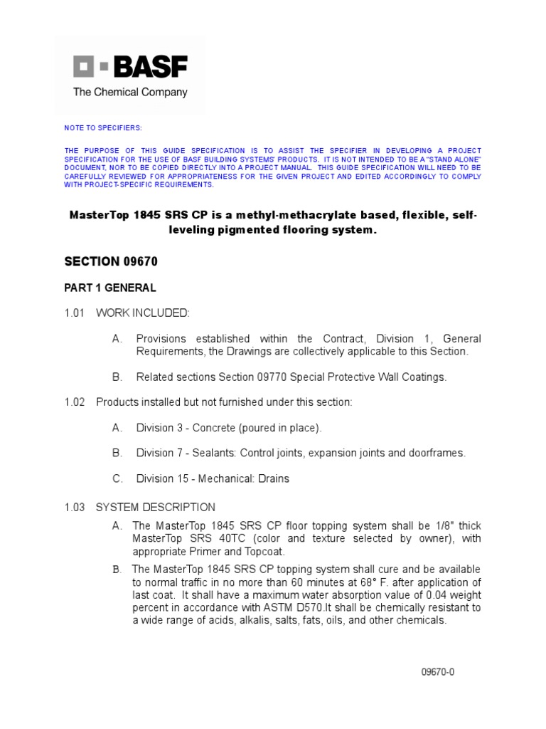 Basf Mastertop 1845 Srs CP Gs | PDF | Concrete | Paint