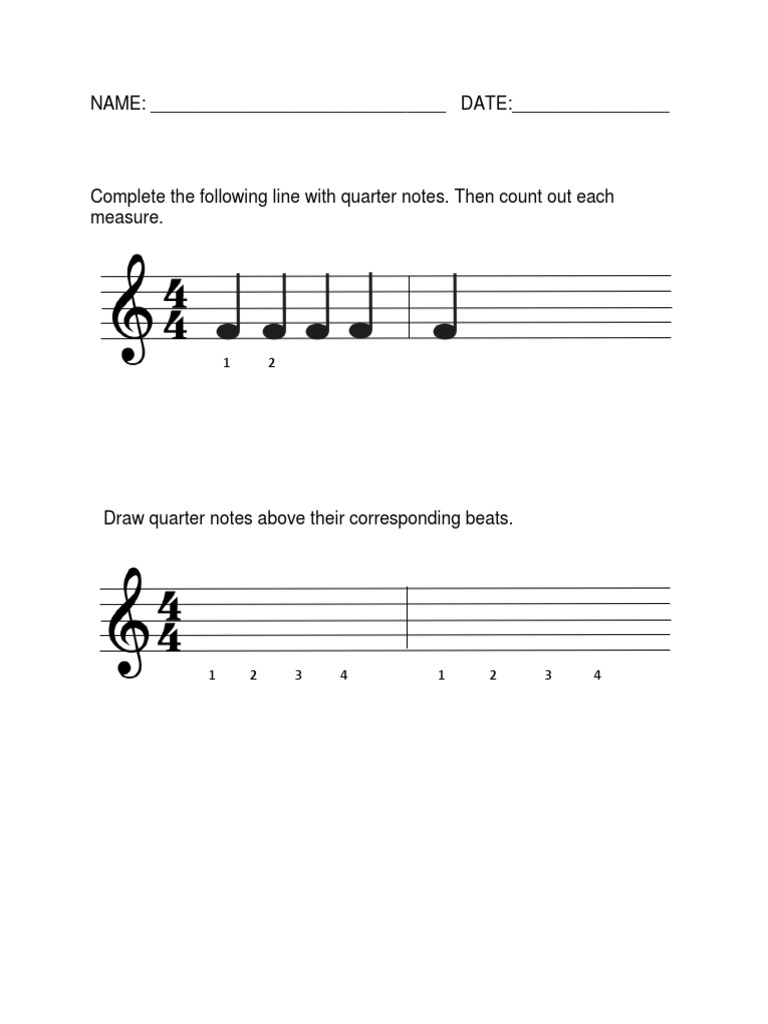 Quarter Note Worksheet | PDF | Computers | Technology & Engineering
