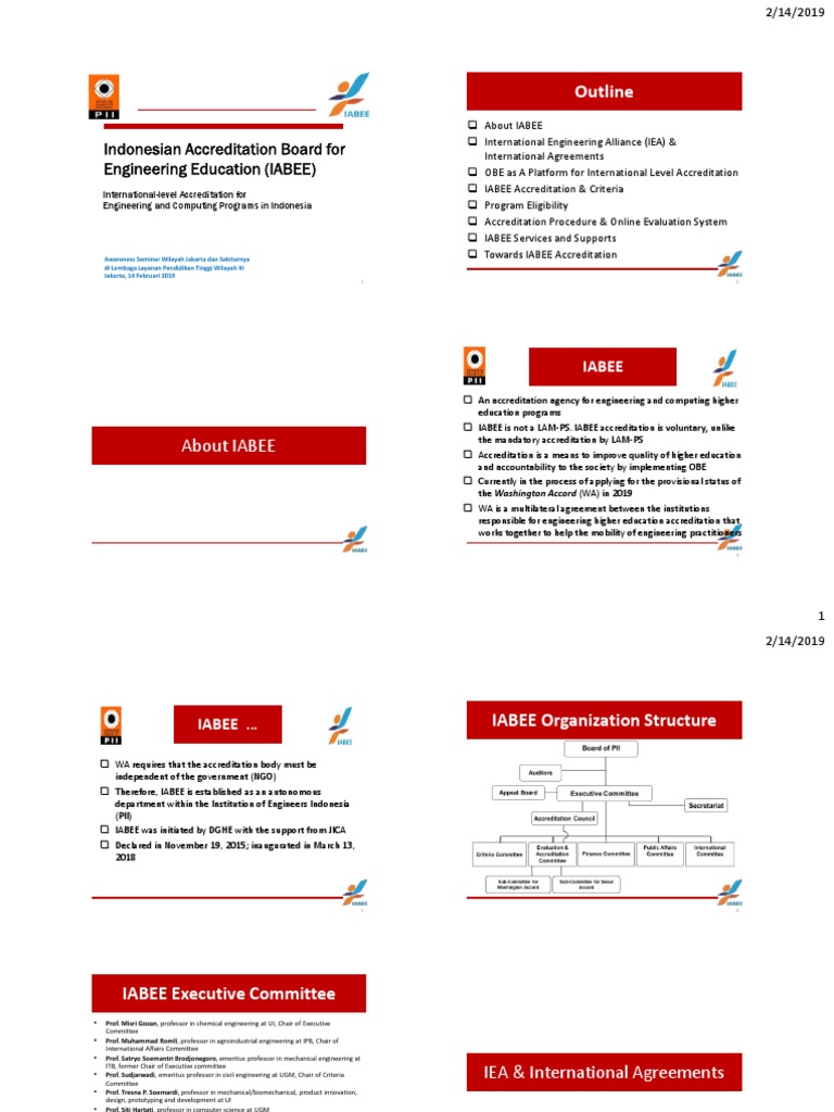 Outline: Indonesian Accreditation Board For Engineering Education ...