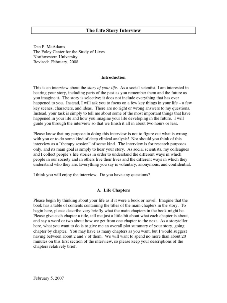 Life Story Interview | PDF | Value (Ethics) | Ideologies