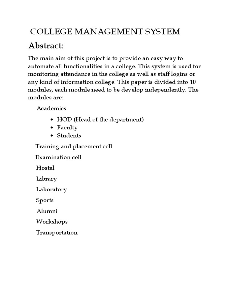 College Management System Abstract | PDF