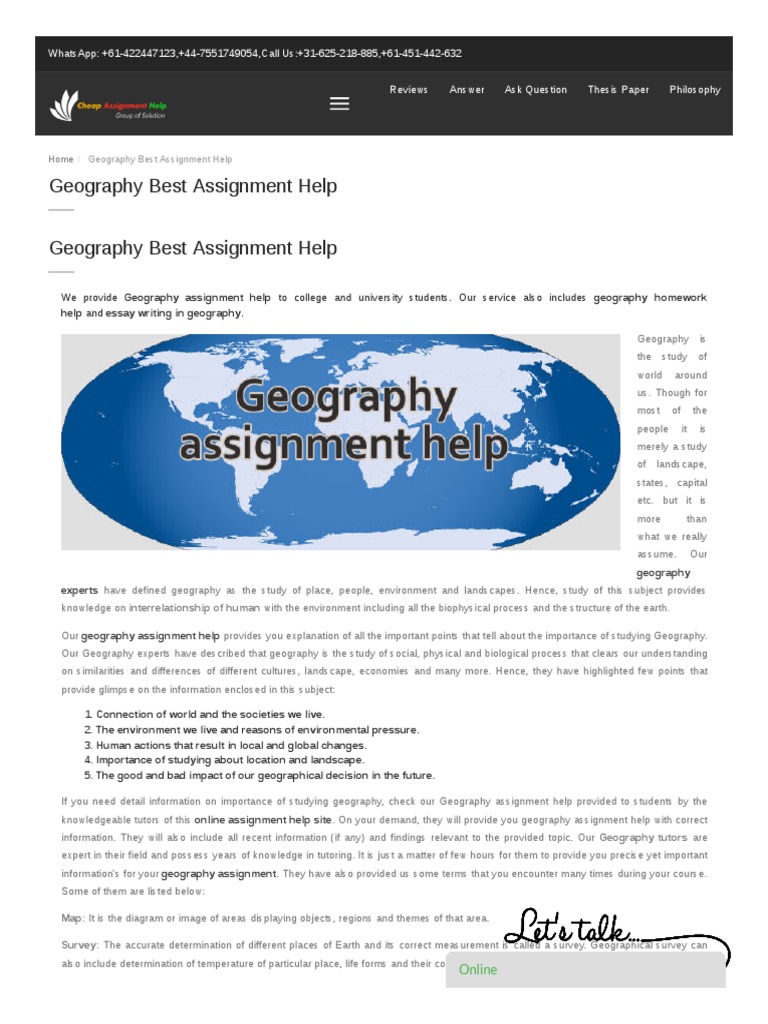 Geography Best Assignment Help | PDF | Geography | Homework