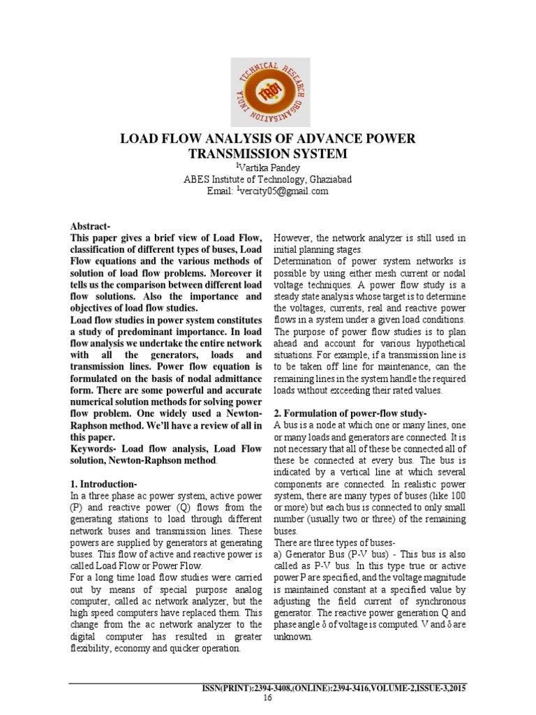 Power System Load Flow Analysis | PDF | Electrical Engineering ...