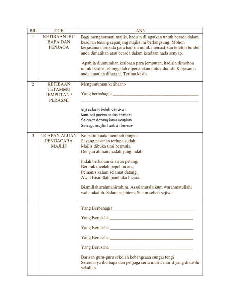 Skrip Pengacara Majlis | PDF