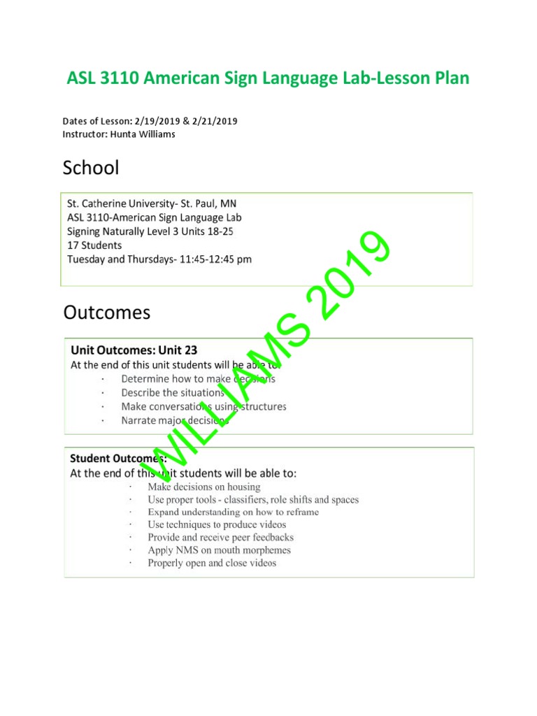 Asl 3110 American Sign Language Lab | PDF