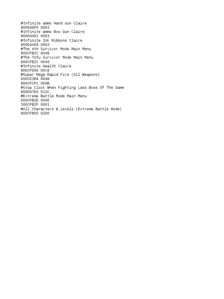 Cheats and Codes for Resident Evil 2: Unlock Infinite Ammo, Health, and ...