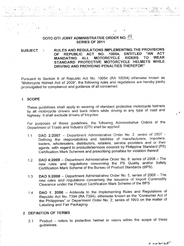 DOTC-DTI Joint Admin Order No. 01 Series of 2011 PDF | PDF