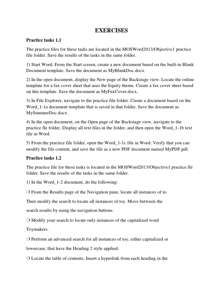 Exercises | PDF | Hyperlink | Computing