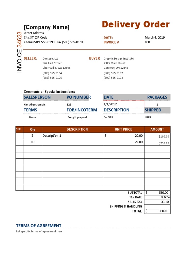 Delivery Order Form-1 | PDF