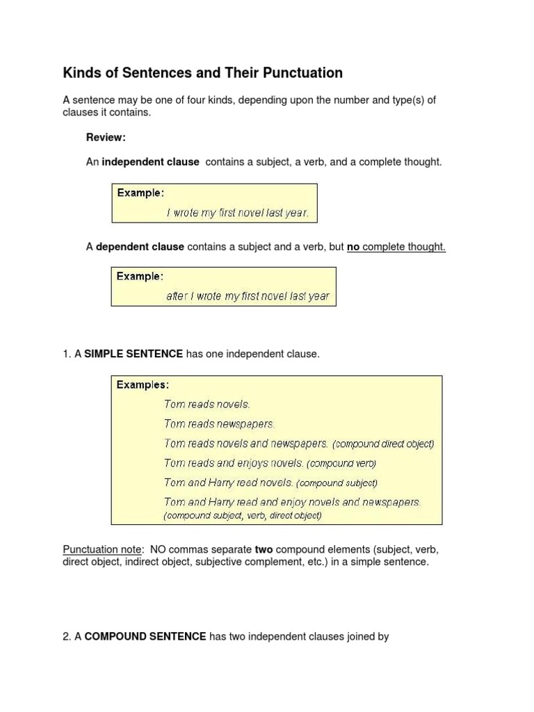 Kinds of Sentences and Their Punctuation: Review | PDF | Foreign ...