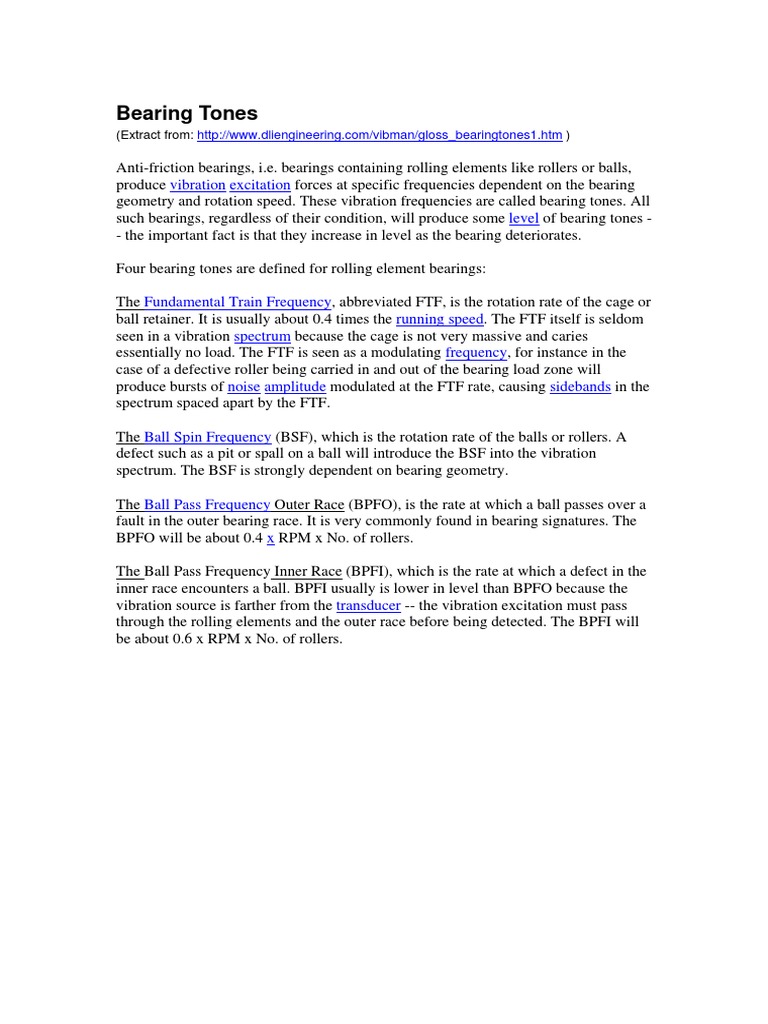 Bearing Vibration Frequencies | PDF | Bearing (Mechanical) | Frequency