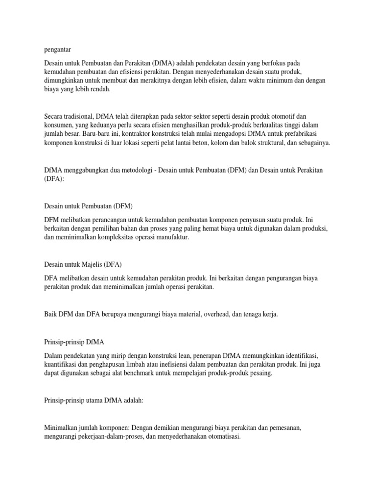 Pengantar DFMA PERANCANGAN | PDF