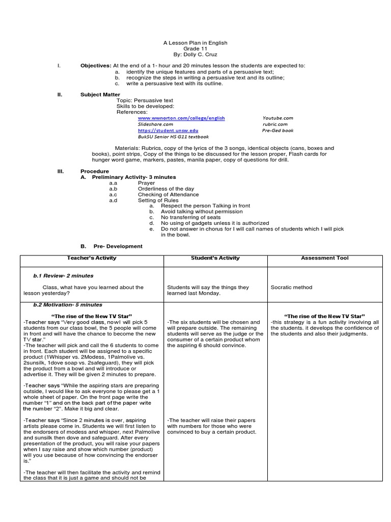 Persuading Perspectives: A Lesson Plan for Teaching Persuasive Writing ...