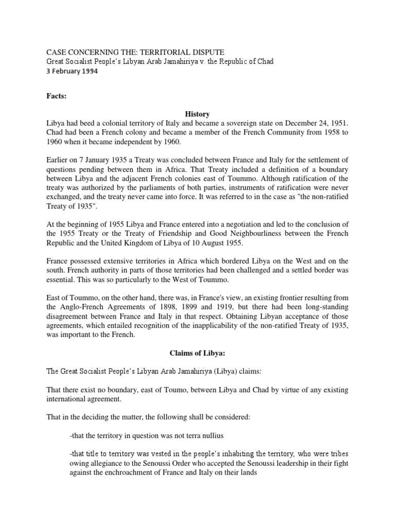 Libya Vs Chad | PDF | Libya | Treaty