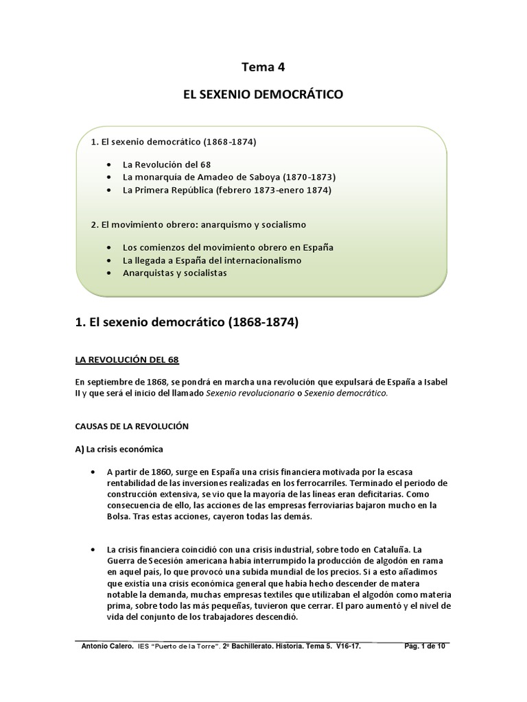 04 - El Sexenio Democratico | PDF | España | Anarquismo