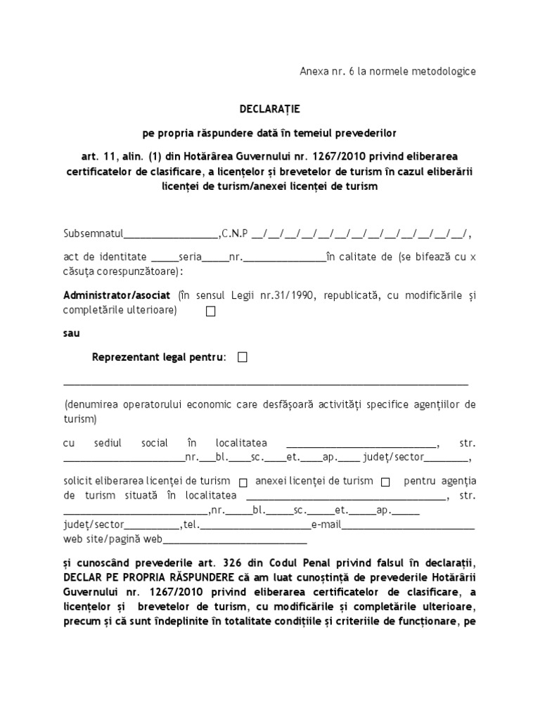 Anexa Nr. 6 La Normele Metodologice | PDF