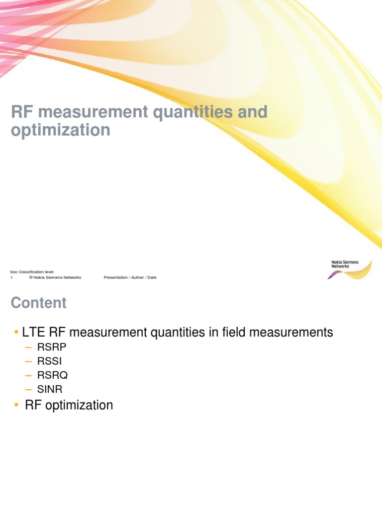 01 RF Measurement and Optimization | PDF | Bandwidth (Signal Processing ...