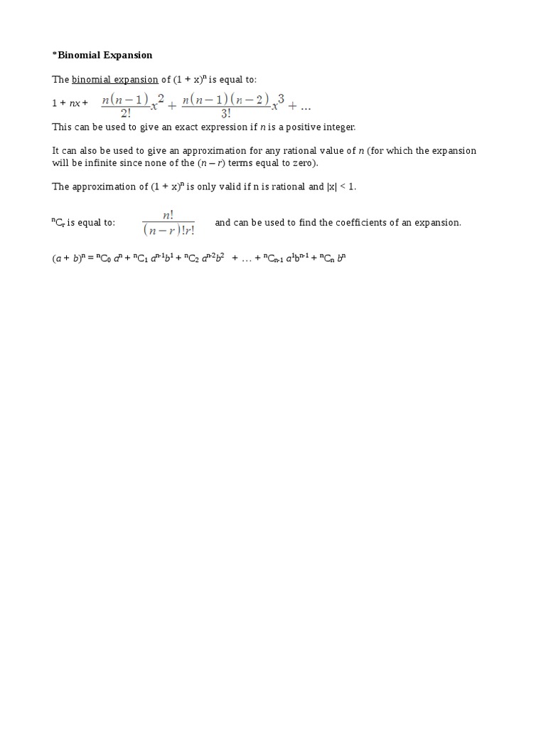 Binomial Expansion Basics | PDF