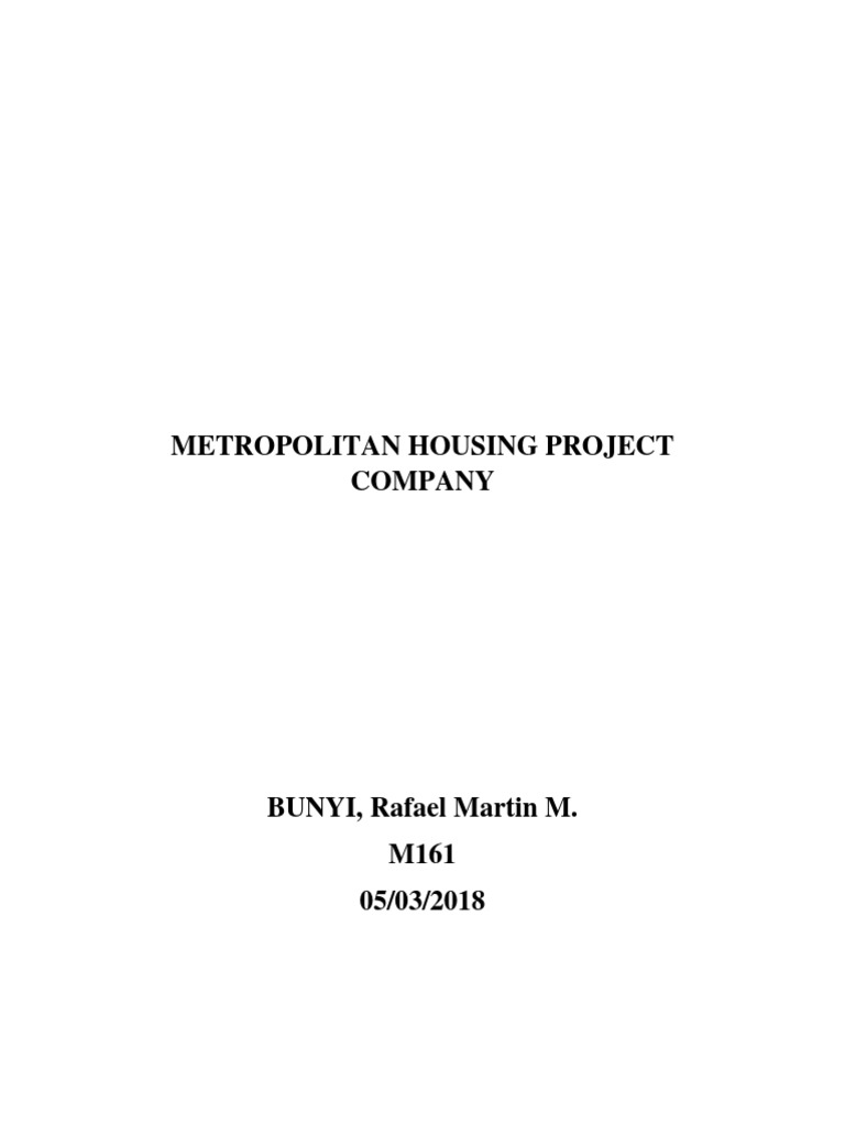Metropolitan Housing Project Company Case Study | PDF | Economies ...