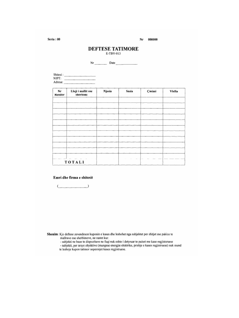 Dëftesë Tatimore PDF | PDF