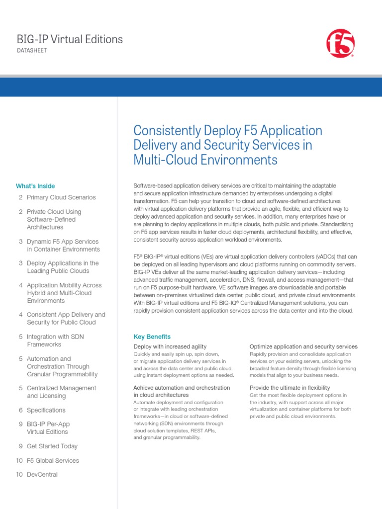 Big Ip Virtual Editions Datasheet | PDF | Cloud Computing | Web Application