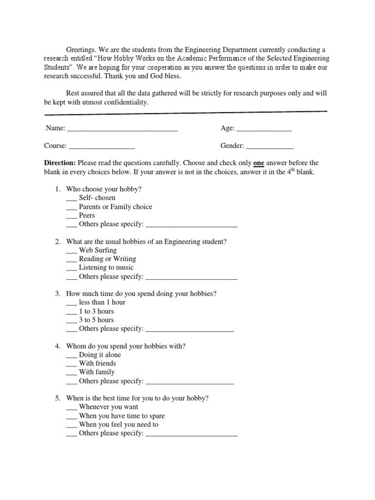 Direction: Please Read The Questions Carefully. Choose and Check Only ...